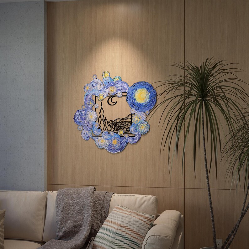Van Gogh Starry Night Metal Wall Art: UV Printed Steel Decor - Etsy ...