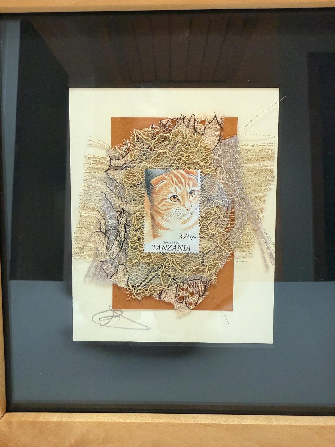 Stamp Art Scottish Fold Cat | Tanzania | Signed Elisa Goodman - Etsy