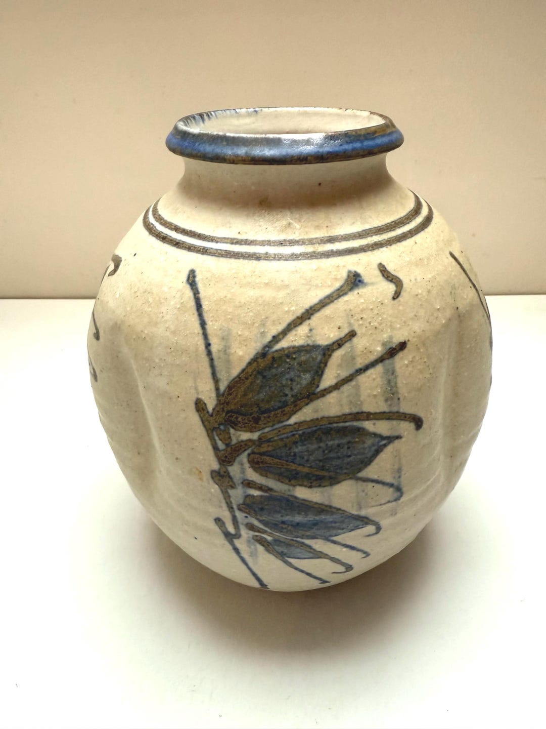 Studio Pottery Stoneware Vase With Botanical Design | Stan Baker - Etsy