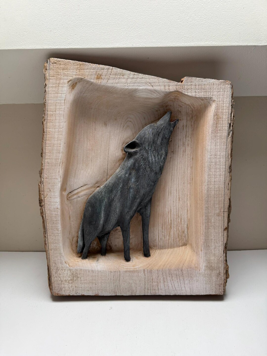 Hand-carved Wolf Relief Sculpture - Etsy