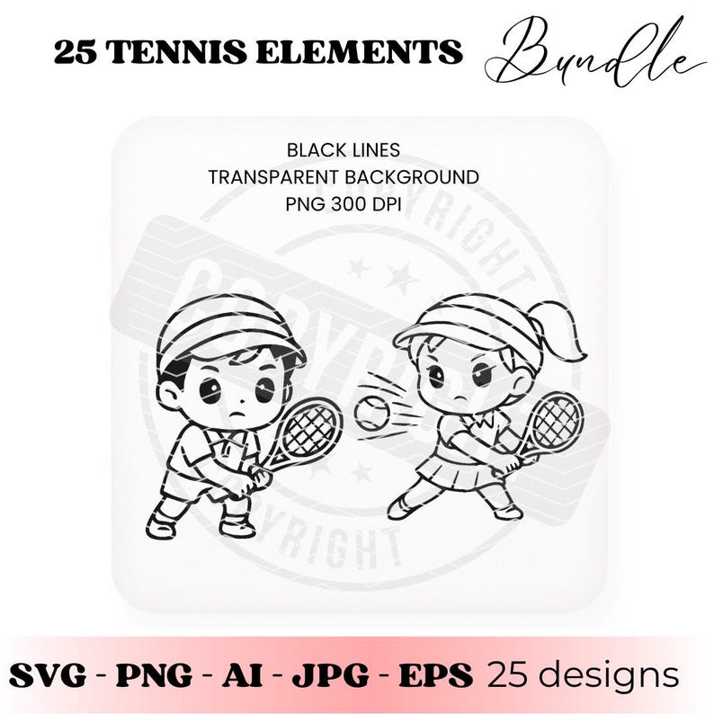Tennis SVG Bundle | Tennis Clipart Svg PNG | Kawaii Tennis Player SVG ...