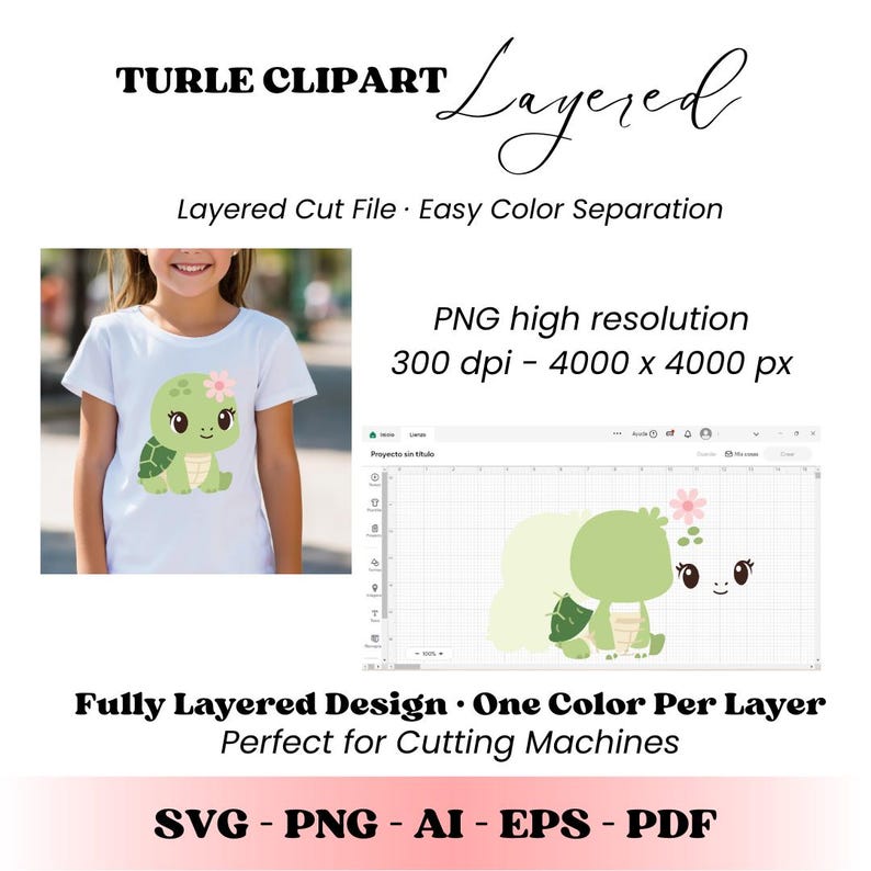 Turtle SVG Layered Cut File | Cute Turtle Girl Clipart for Cricut ...