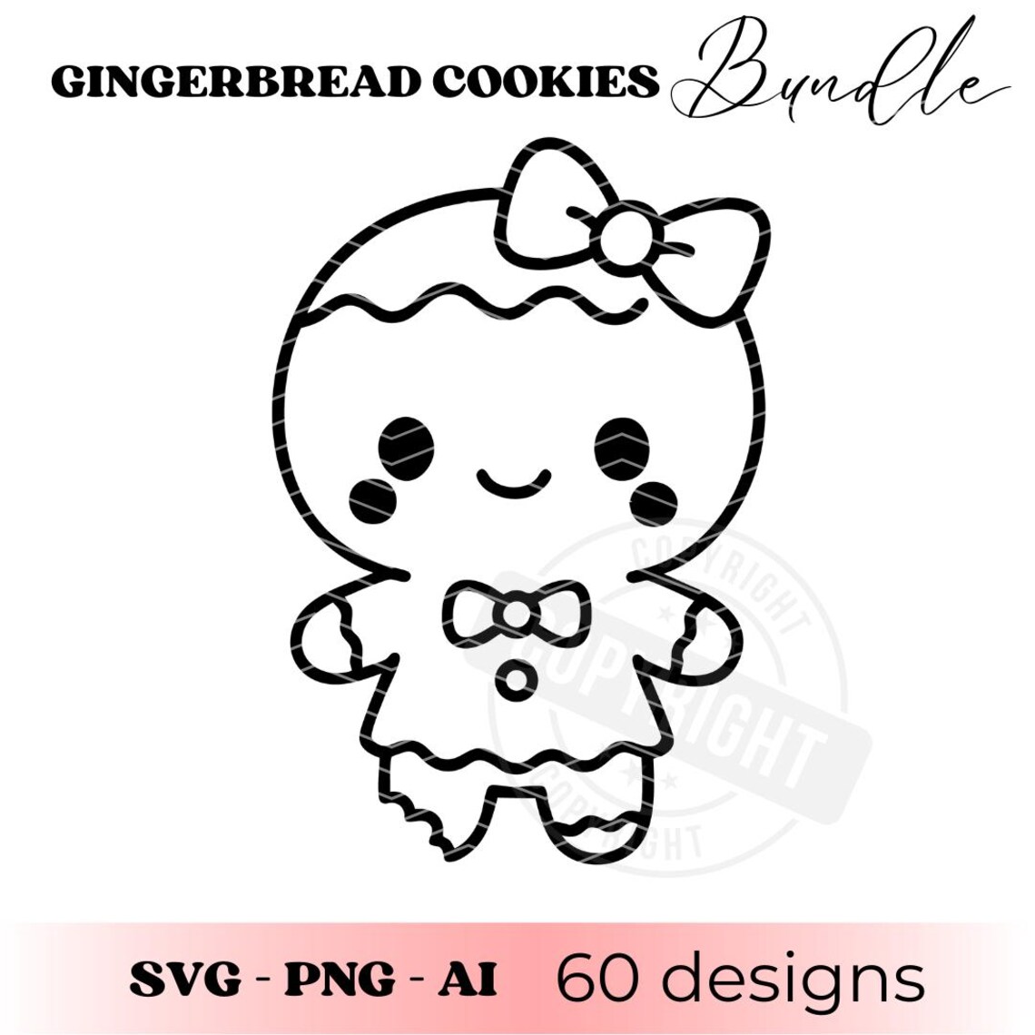 Gingerbread Cookie SVG, Kawaii Gingerbread Cookie SVG Bundle, 60 Cute ...