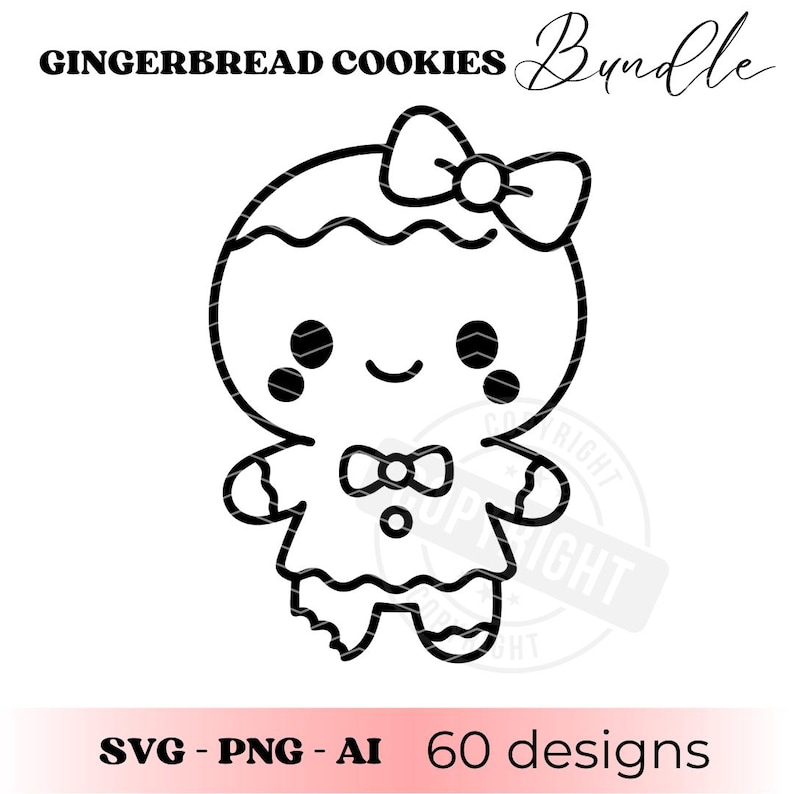 Gingerbread Cookie SVG, Kawaii Gingerbread Cookie SVG Bundle, 60 Cute ...