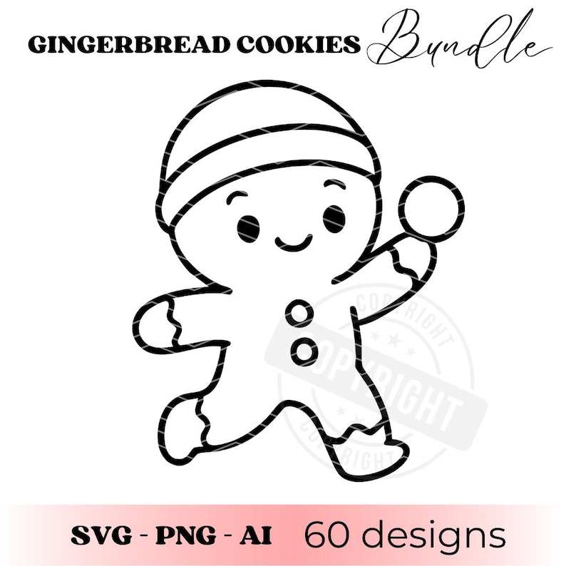 Gingerbread Cookie SVG, Kawaii Gingerbread Cookie SVG Bundle, 60 Cute ...