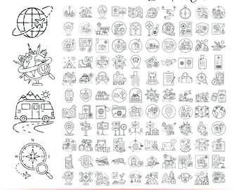 Travel Icons SVG Bundle | 110 Travel Icon Line Art SVG | Travel SVG ...