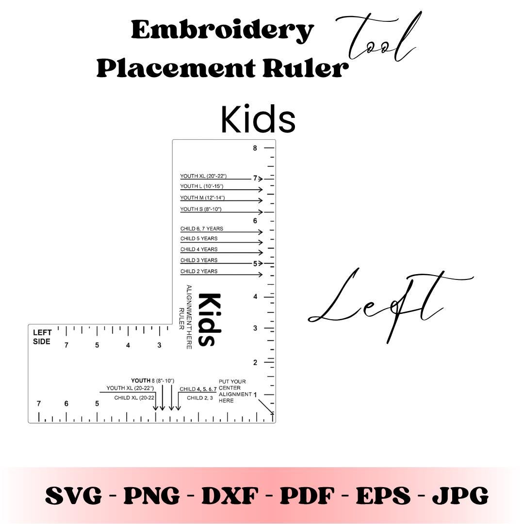 Kids Embroidery Placement Ruler Set | Left & Right Side Logo Placement ...