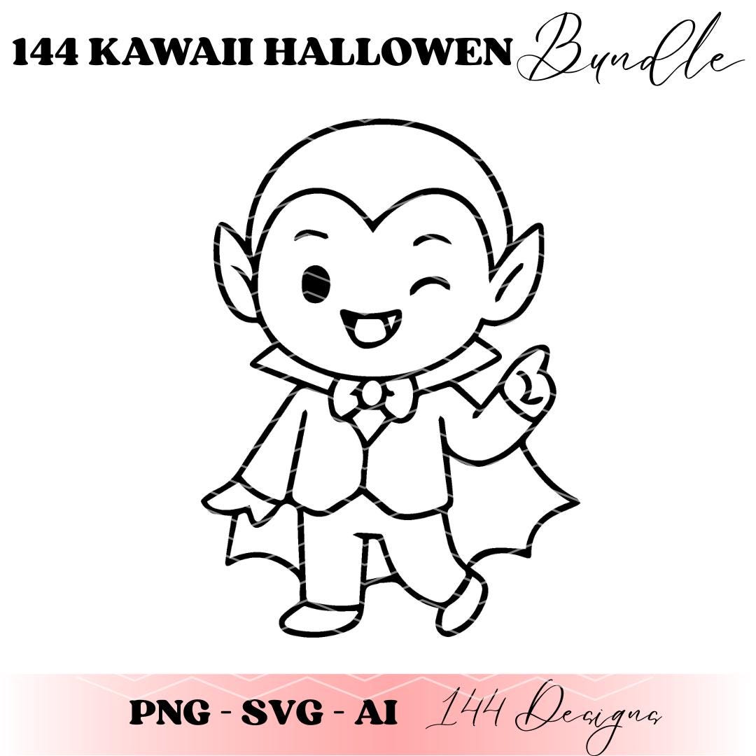 144 Kawaii Halloween Clipart Bundle SVG PNG – Cute Ghosts Witches ...