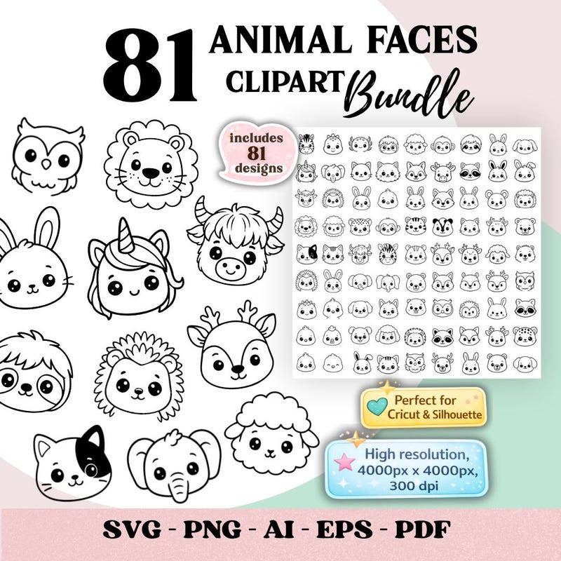 Cute Animal Faces - Etsy UK