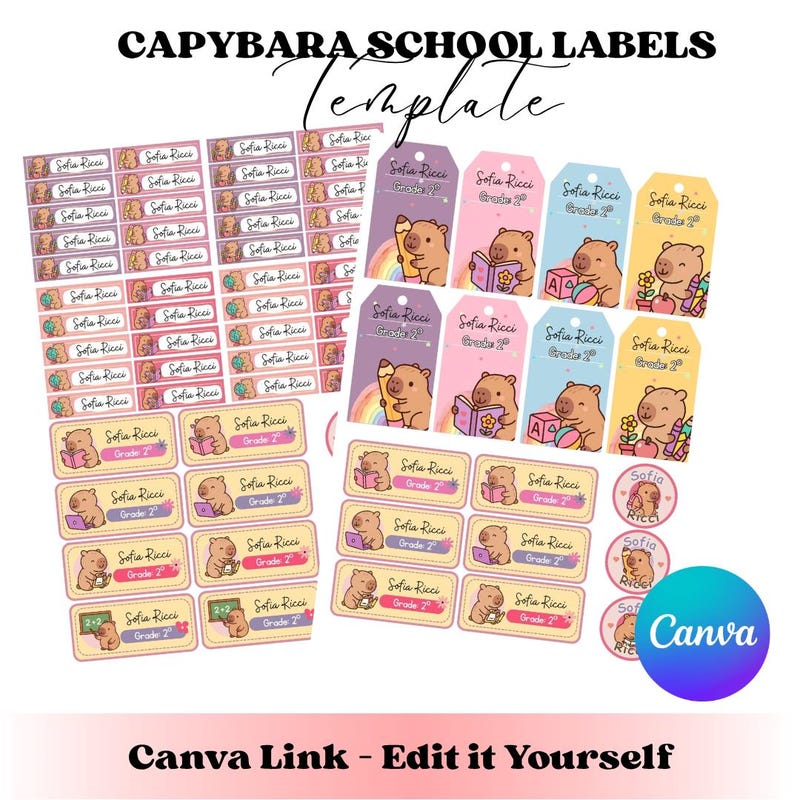 Capybara School Name Tags - Etsy