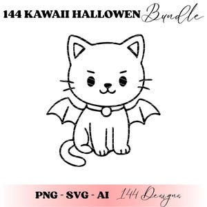144 Kawaii Halloween Clipart Bundle SVG PNG – Cute Ghosts Witches ...