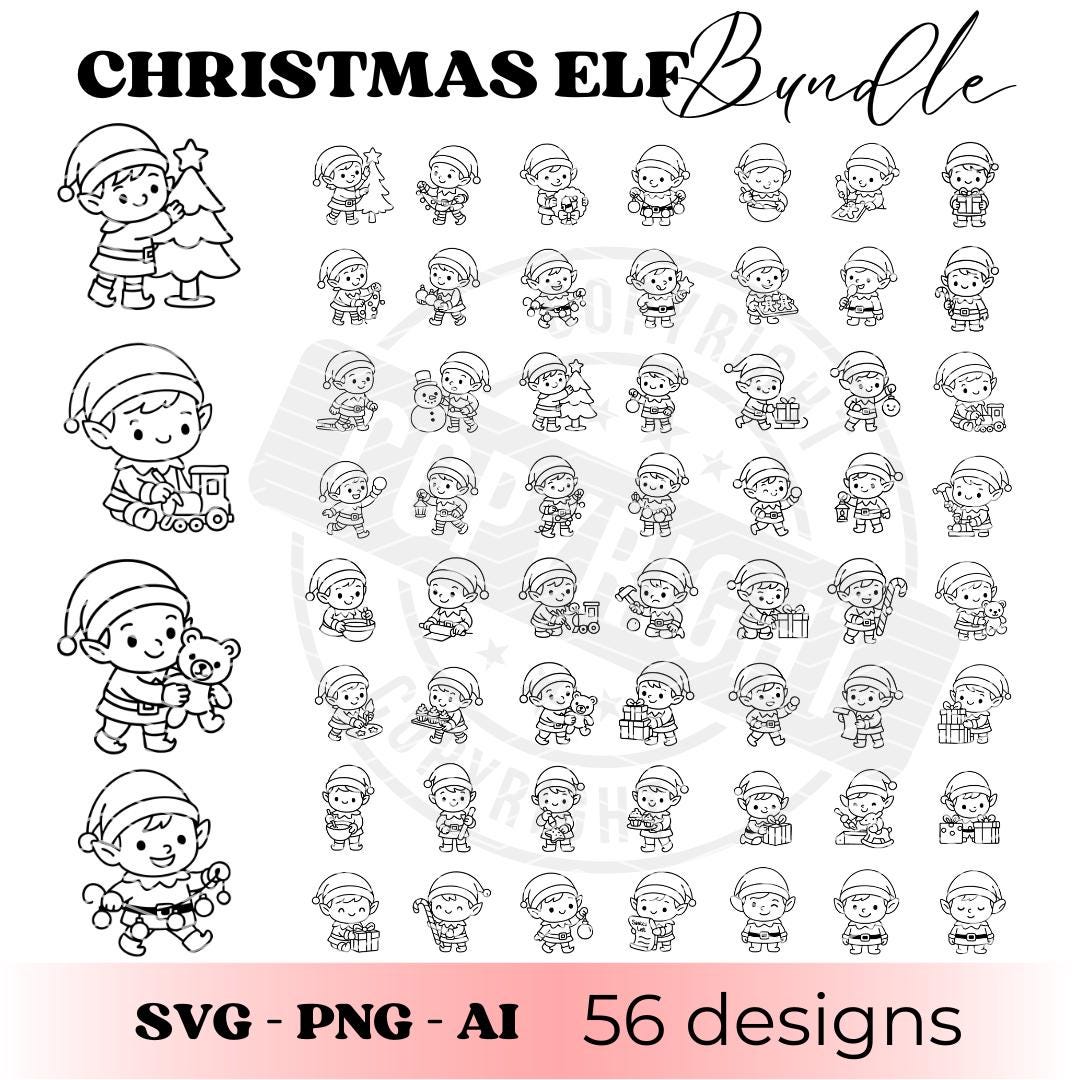 Christmas Elf SVG Bundle | Cute Elf Clipart Set | Santa’s Helpers Line ...