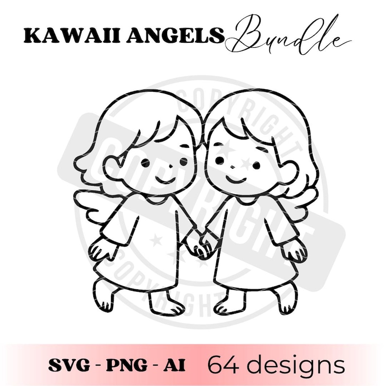 Kawaii Angels Clipart Bundle | Cute Angel SVG PNG AI | Guardian Angels ...