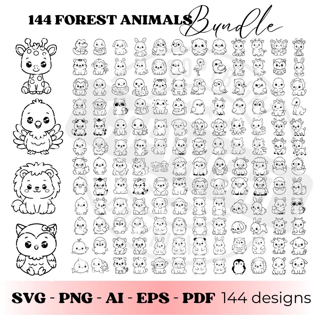 Forest Animals SVG Bundle, Woodland Animals Clipart, Kawaii Animals SVG ...