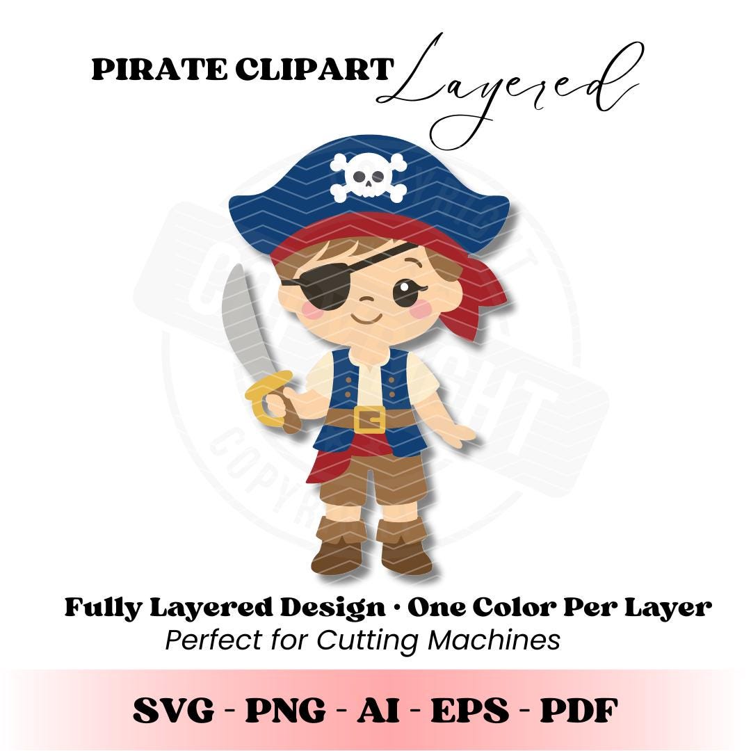 Little Pirate Boy SVG | Layered Pirate Cut File for Cricut & Silhouette ...