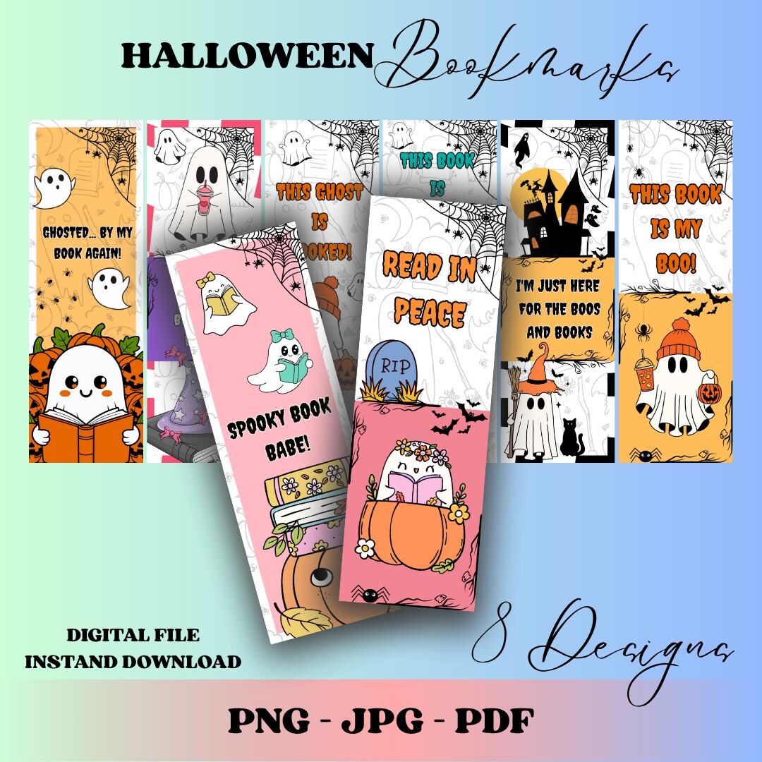 Printable Halloween Bookmark,, Ghost Reading Bookmark, Halloween Ghost ...