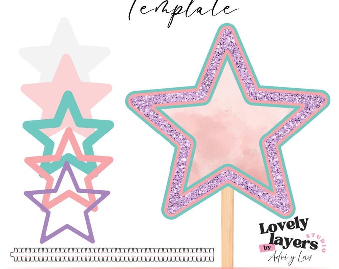 Star Shaker Svg, Shaker Cake Topper Svg, Shaker Layer Strips, Birthday ...