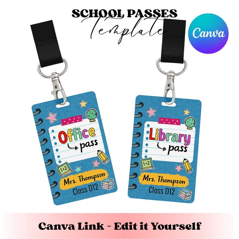 Editable Hall Passes for Classroom, Kids School Tags, Classroom Hall ...