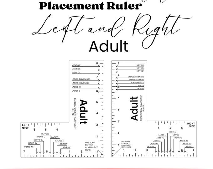 Adult Embroidery Placement Ruler Set | Left & Right Side Logo Placement ...