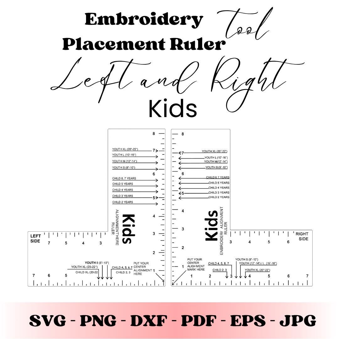 Kids Embroidery Placement Ruler Set | Left & Right Side Logo Placement ...