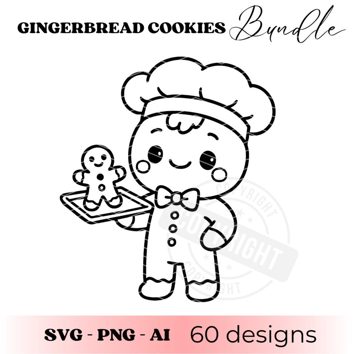 Gingerbread Cookie SVG, Kawaii Gingerbread Cookie SVG Bundle, 60 Cute ...