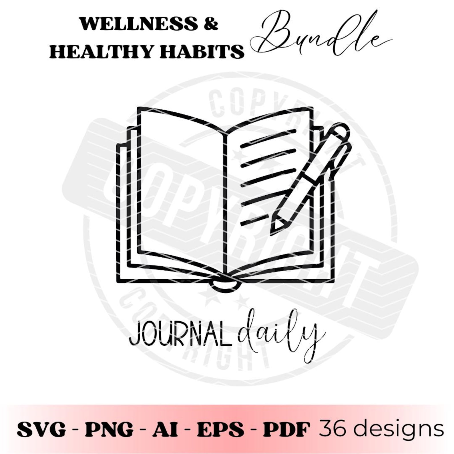 Wellness SVG Bundle, Healthy Habits Icons, Self Care SVG, Mental Health ...