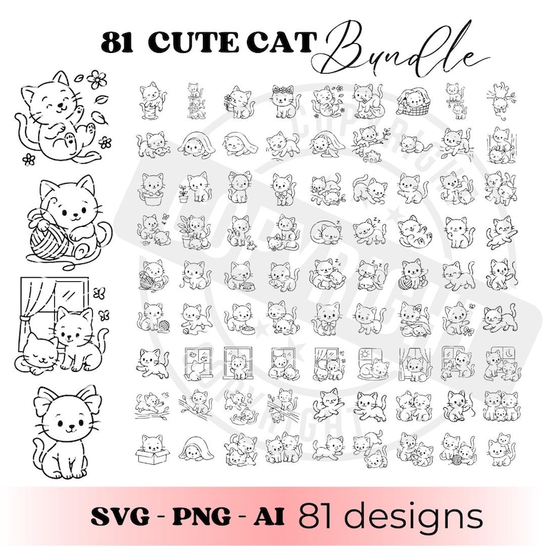Paquete de imágenes SVG de gatos adorables / Conjunto de imágenes ...