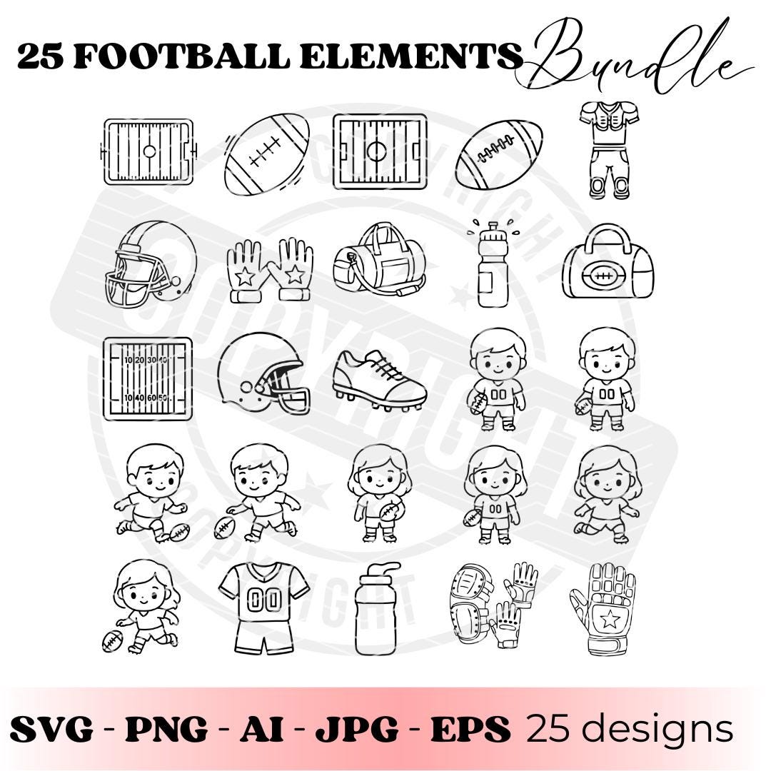 Football SVG Bundle | Sports Clipart | Sports Svg | Football Kawaii ...