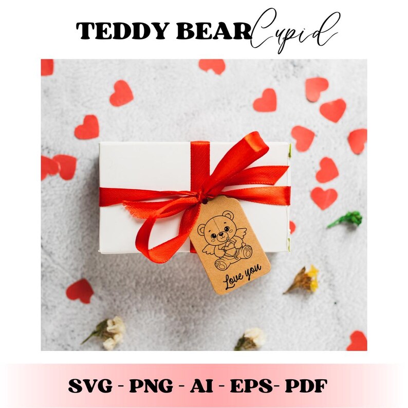 Paquete SVG de osito de peluche de Cupido de San Valentín, diseños de ...