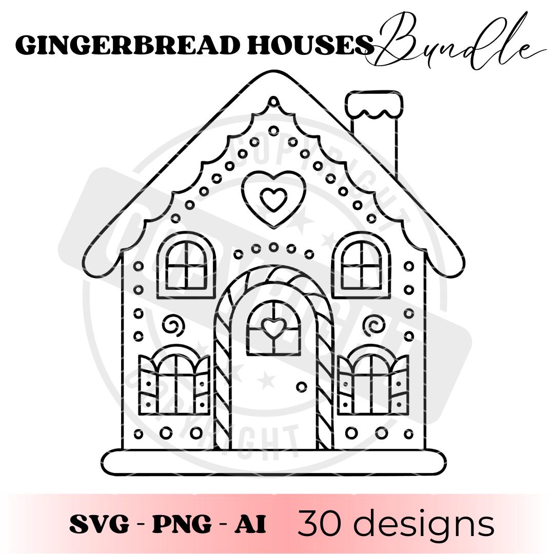 Gingerbread House SVG Bundle | 30 Christmas Gingerbread House Designs ...