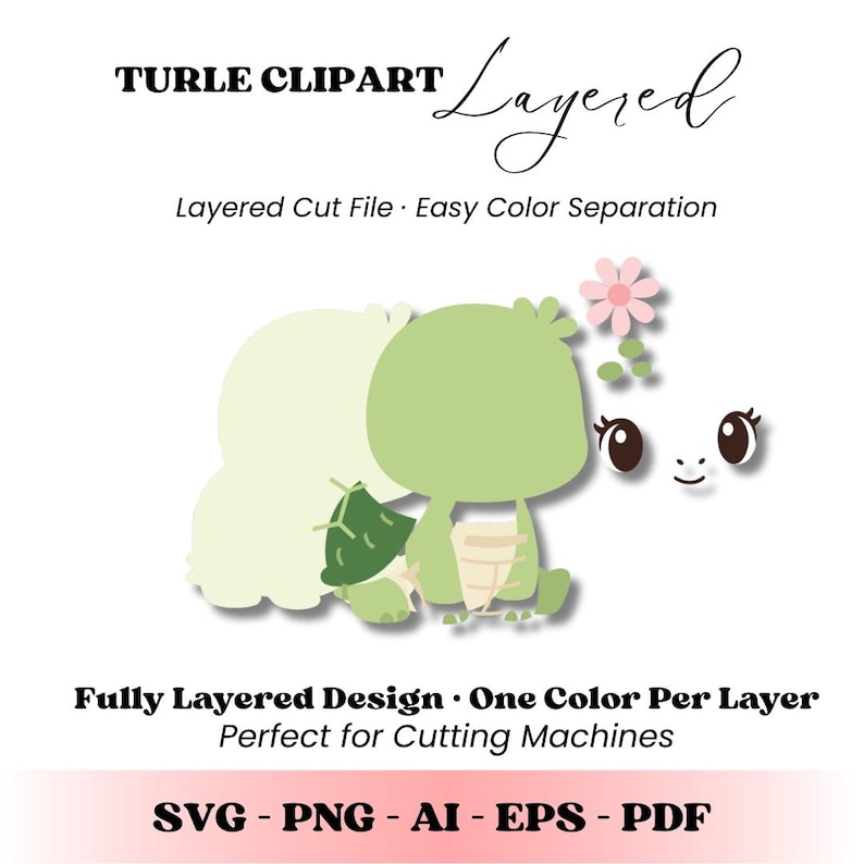 Turtle SVG Layered Cut File | Cute Turtle Girl Clipart for Cricut ...