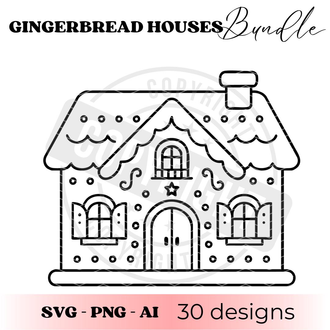 Gingerbread House SVG Bundle | 30 Christmas Gingerbread House Designs ...