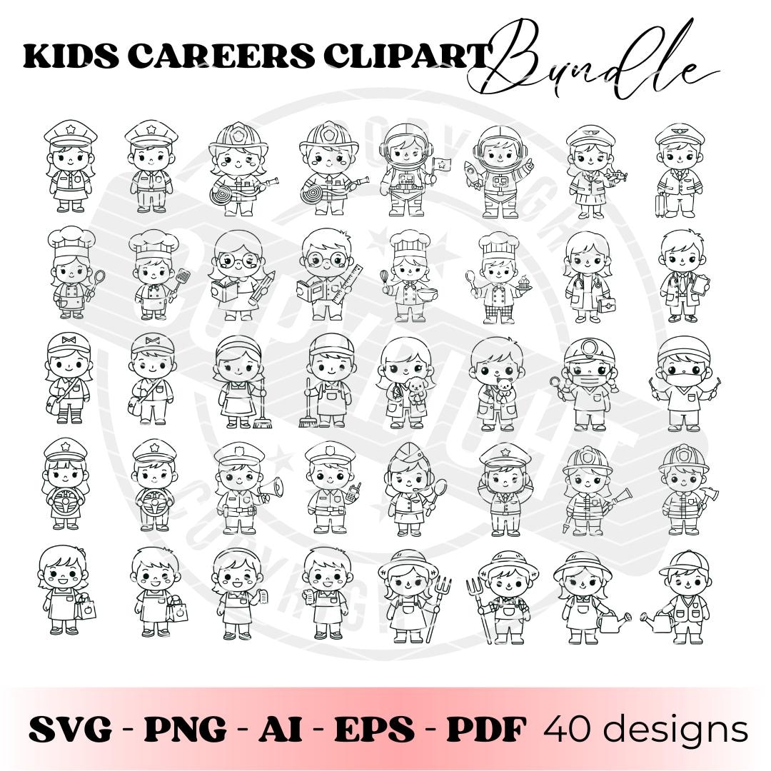 Kids Careers Clipart Bundle, Classroom Jobs SVG PNG, Community Helpers ...