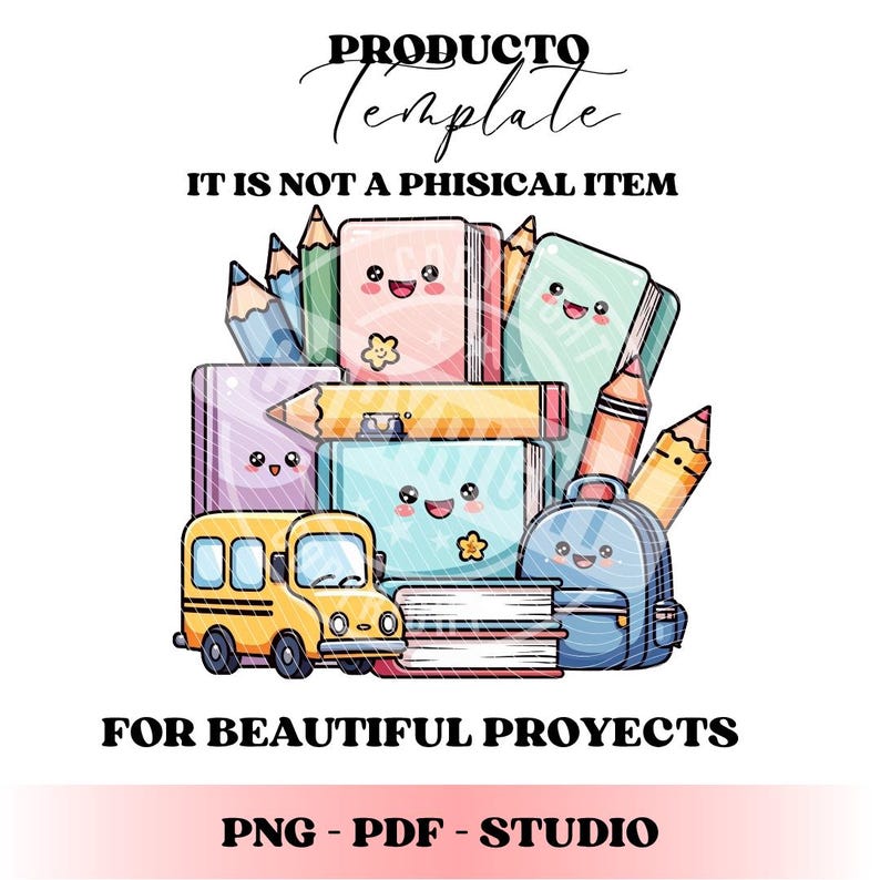 Kawaii School Supplies Clipart Bundle, PNG PDF STUDIO, Back to School ...
