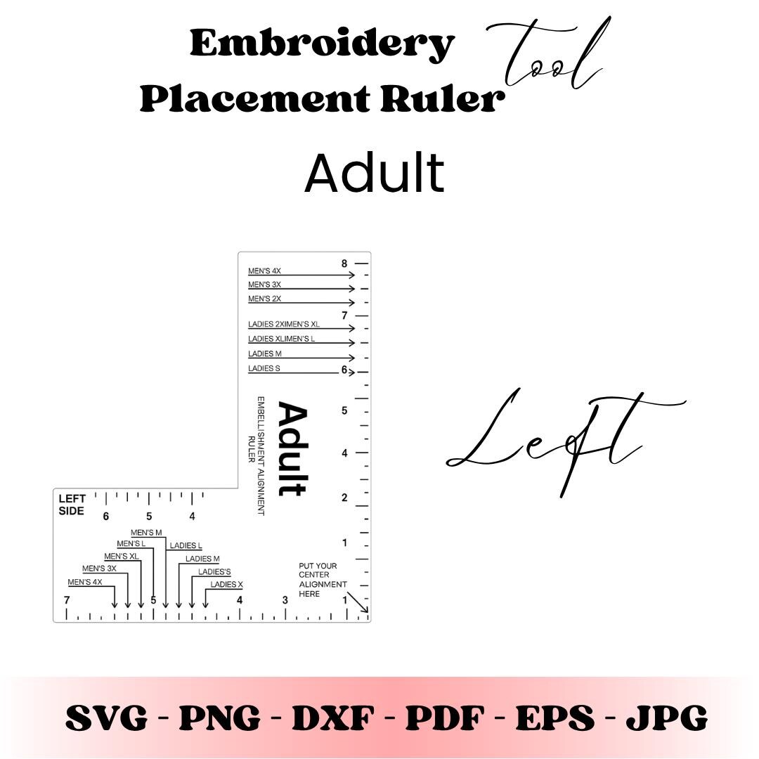 Adult Embroidery Placement Ruler Set | Left & Right Side Logo Placement ...