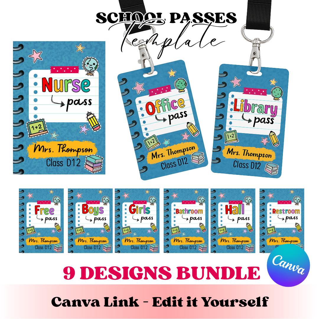 Editable Hall Passes for Classroom, Kids School Tags, Classroom Hall ...