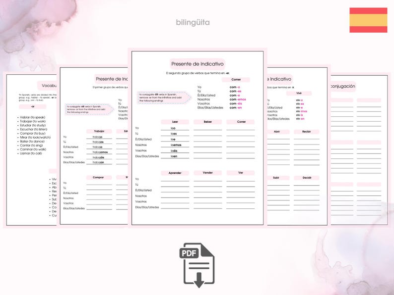 Regular Spanish Verbs – Present Tense | -ar -er -ir Verb Practice PDF ...