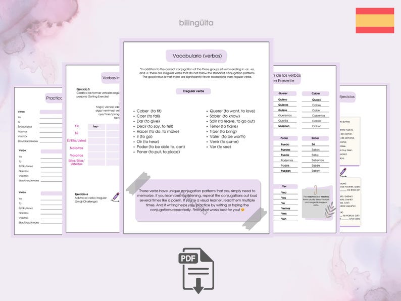 Irregular Spanish Verbs – Present Tense | Grammar Pack for Beginners ...