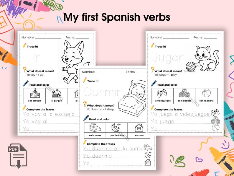 My First Spanish Verbs | Printable Activities & Coloring Pages for Kids ...