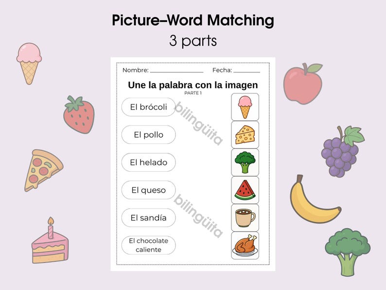 Spanish Food Vocabulary Activities for Kids – Worksheets, Flashcards ...