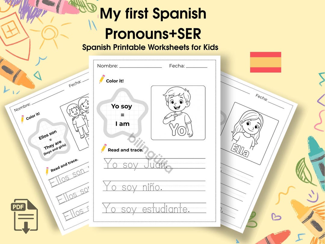 Spanish Pronouns With SER Worksheets: Beginner Spanish (printable PDF ...