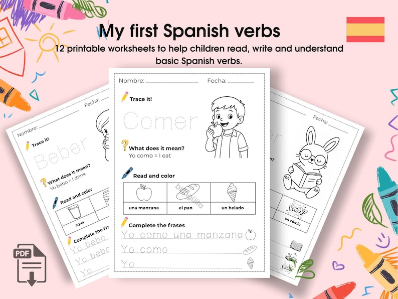 My First Spanish Verbs | Printable Activities & Coloring Pages for Kids ...
