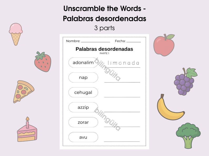 Spanish Food Vocabulary Activities for Kids – Worksheets, Flashcards ...