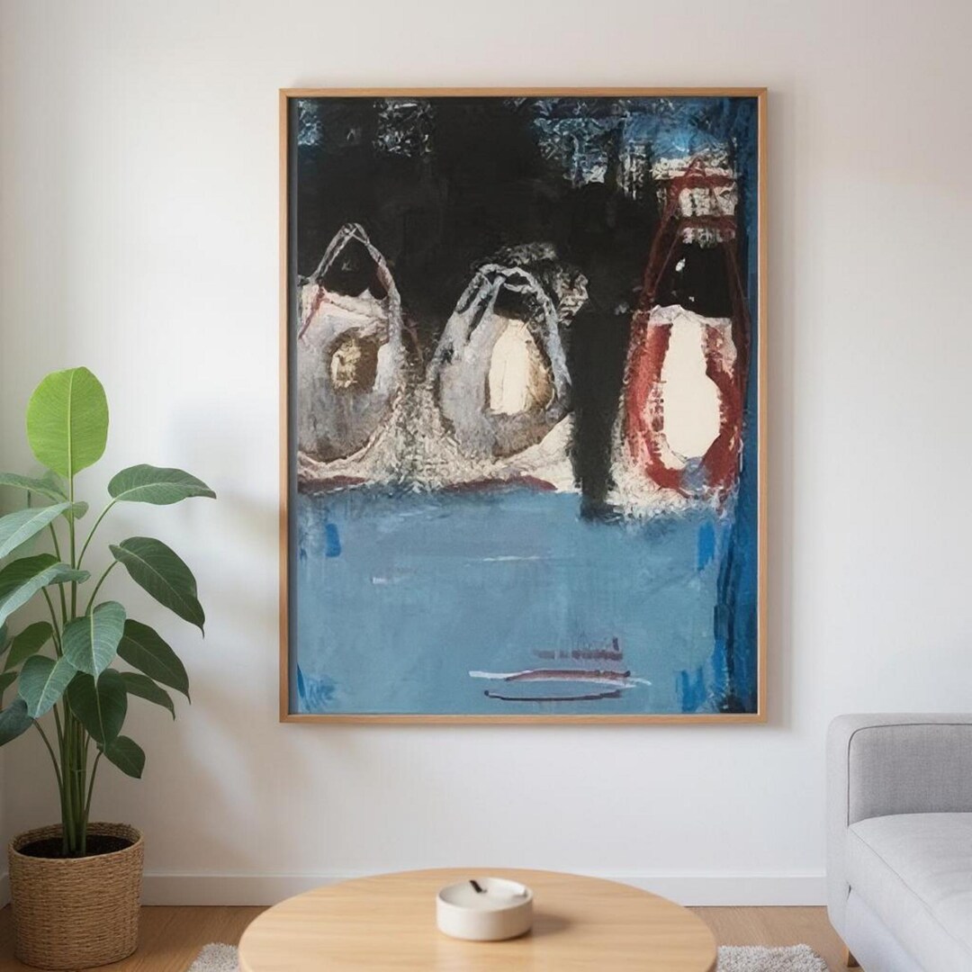 Moody Blue Abstract Art Print: Contemporary Giclee Fine Wall Decor for ...