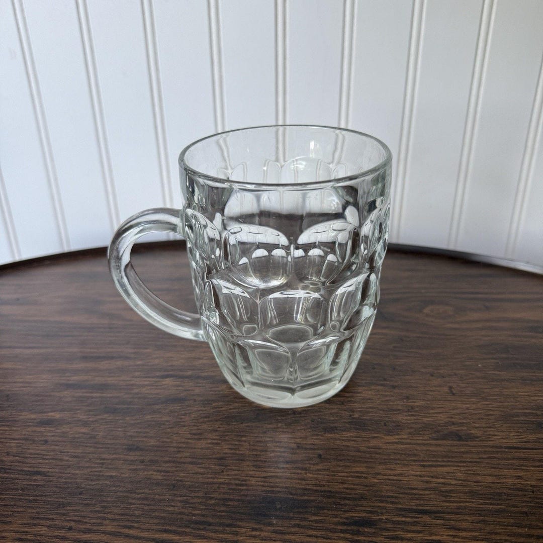ARCOROC FRANCE Vintage Clear Glass Thumbprint Barrel Mug Stein G2502 - Etsy