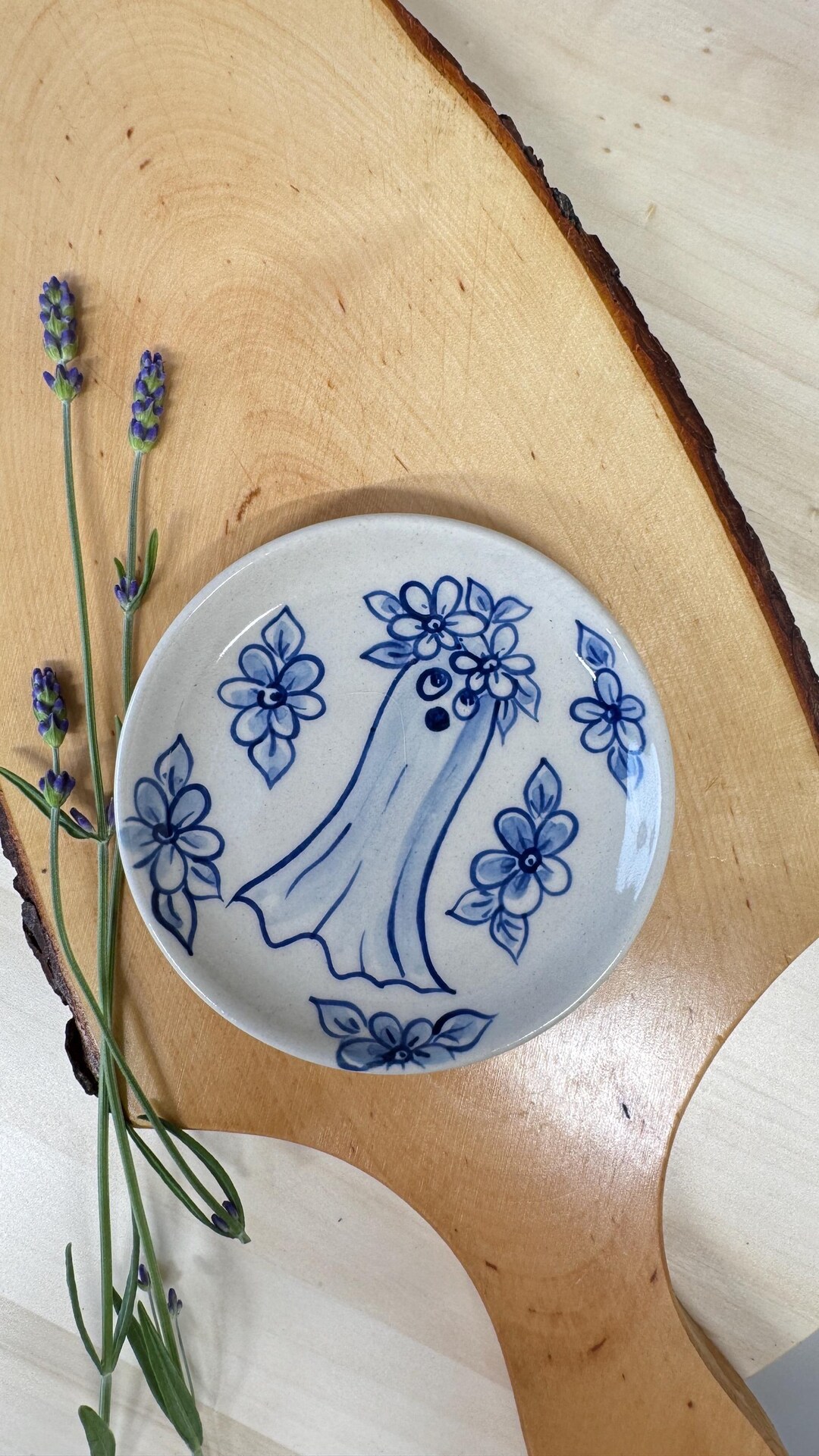 Small Ghost Plate – Hand Painted Cobalt Underglaze – Halloween Ceramic ...