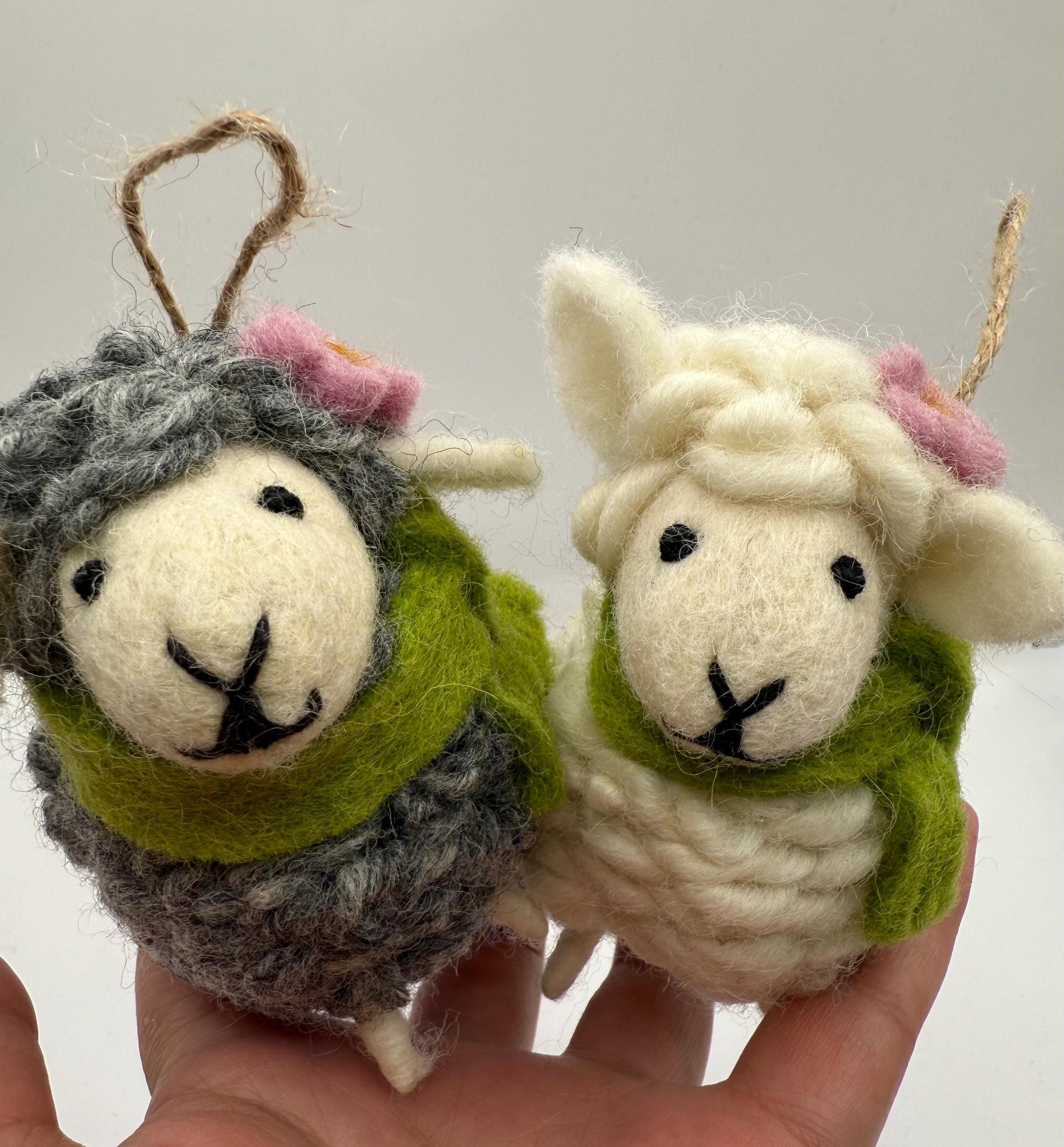 Needle Felted Sheep With Scarf | Christmas Ornament | Wool Sheep - Etsy