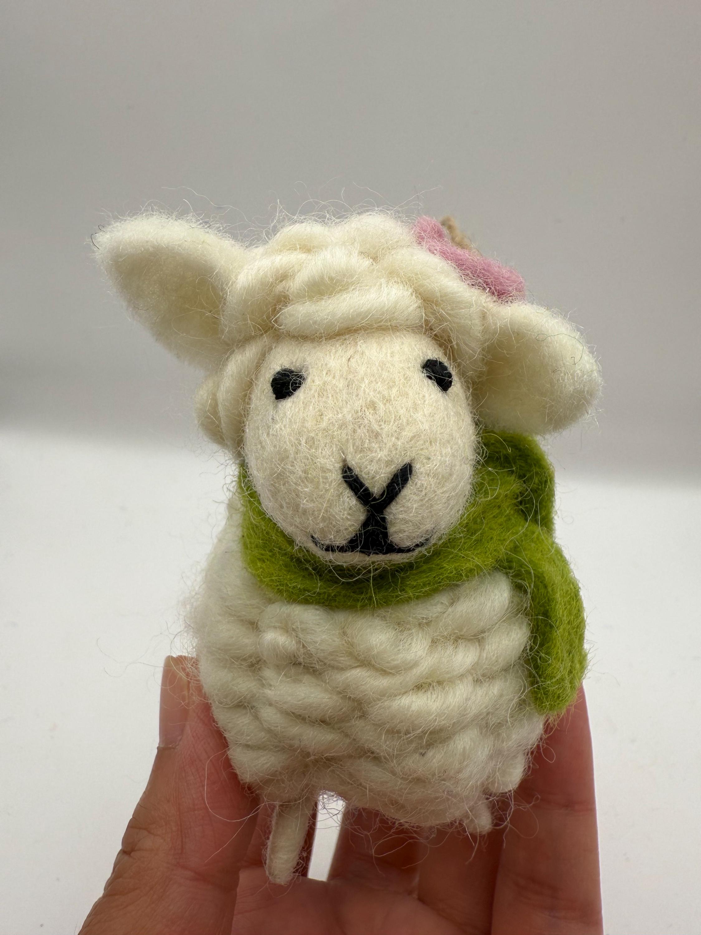 Needle Felted Sheep With Scarf | Christmas Ornament | Wool Sheep - Etsy