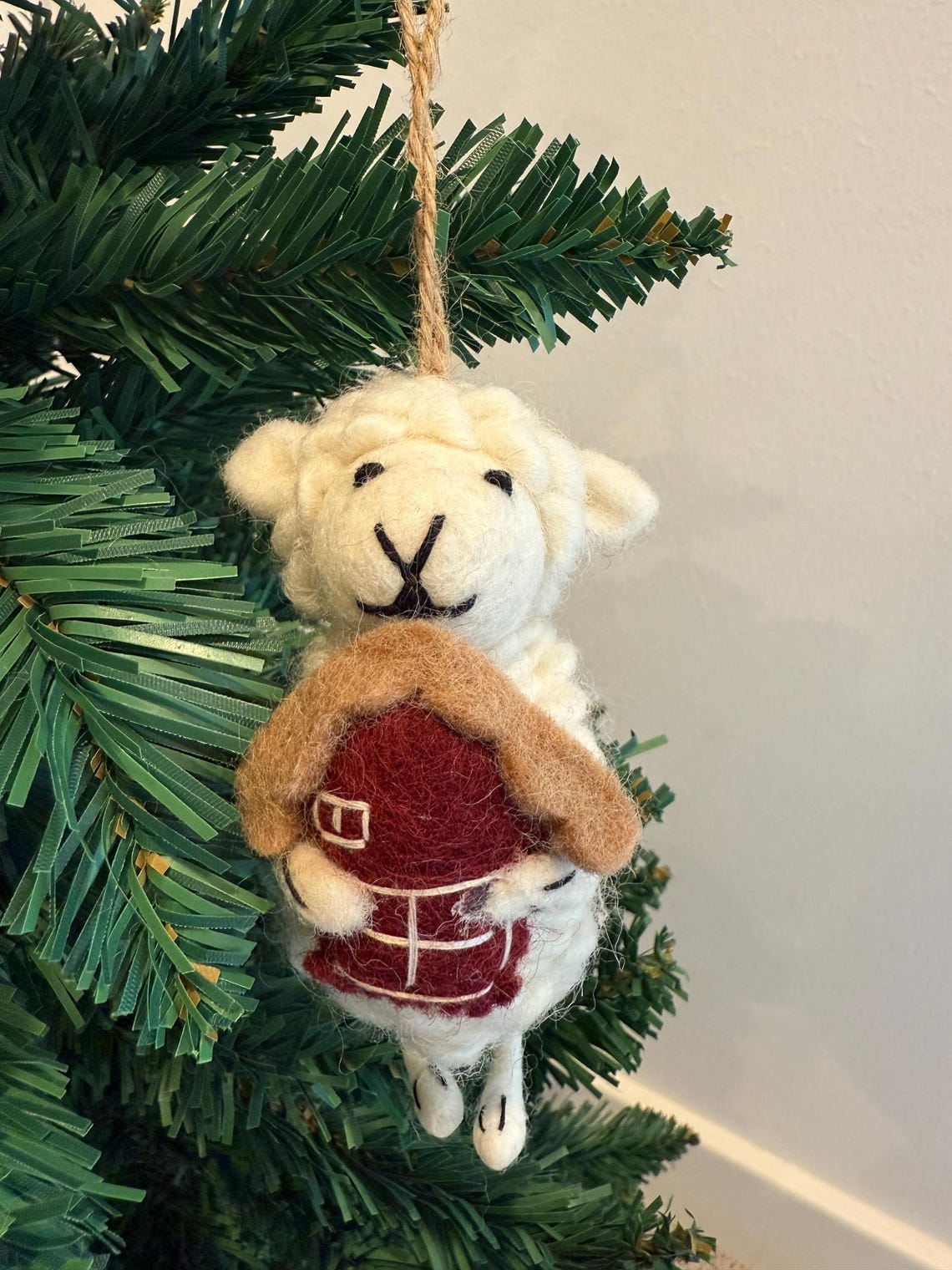 Felt Sheep Ornament – Handmade Wool Christmas Tree Decor, Woodland Farm ...