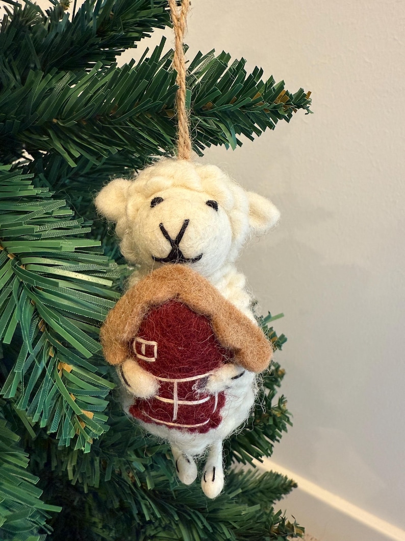 Felt Sheep Ornament – Handmade Wool Christmas Tree Decor, Woodland Farm ...